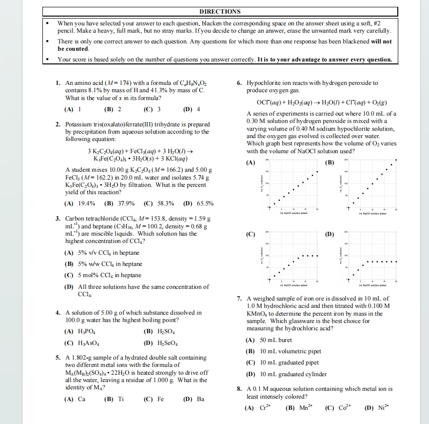 被藤校和G5宠爱的化学竞赛USNCO含金量如何？竞赛真题在线试做！ - USNCO美国化学奥赛官网